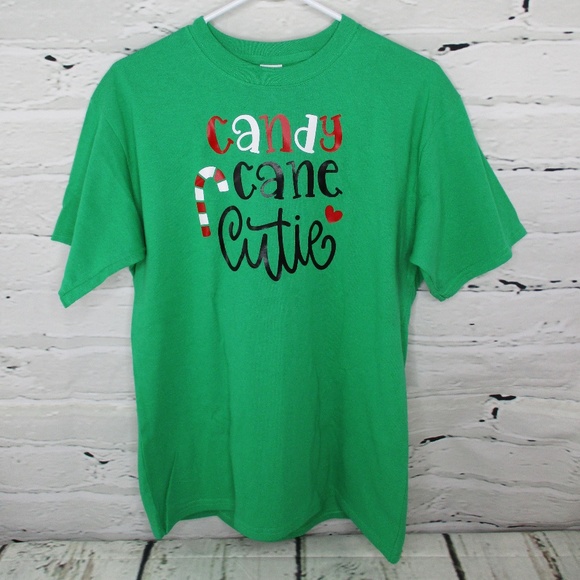Gildan | Shirts & Tops | Gildan Girls Candy Cane Cutie Holiday Tshirt ...